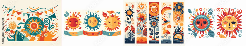 Scandinavian style banners with focus on sun and summer holidays ...