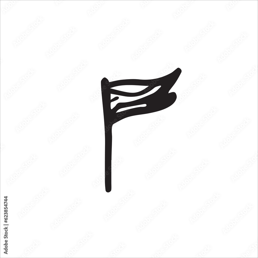 Vector black and white illustration of a flag in a doodle style ...
