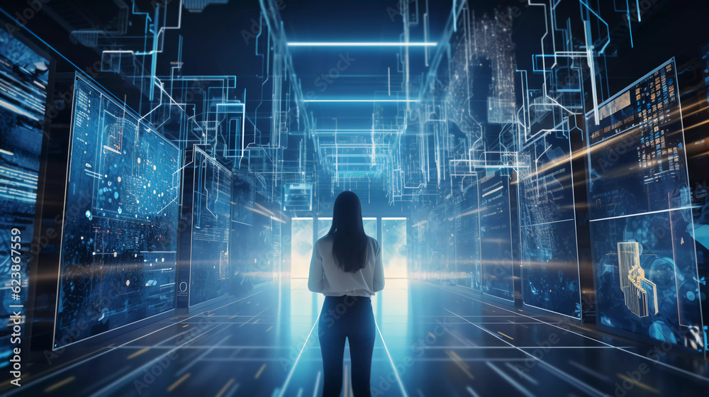 Digital graphics Futuristic 3D Concept, Big Data Center , Woman Chief Technology Officers ...