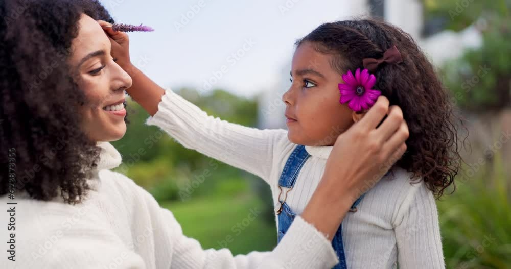 Video „Flowers, love and mother and girl in nature for bonding, quality ...