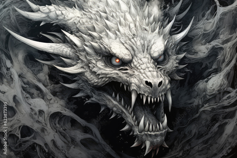 beautiful and well done horror illustration of a strong white fire ...