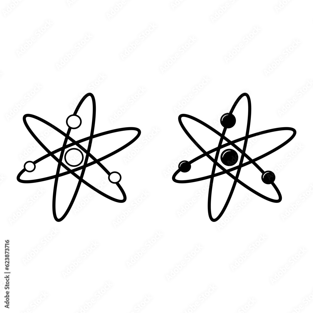 Atom icons. Symbol of science, education, scientific research, and ...