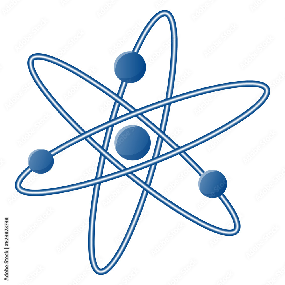 Color Atom. Symbol of science, education, scientific research, and nuclear physics. Vector ...