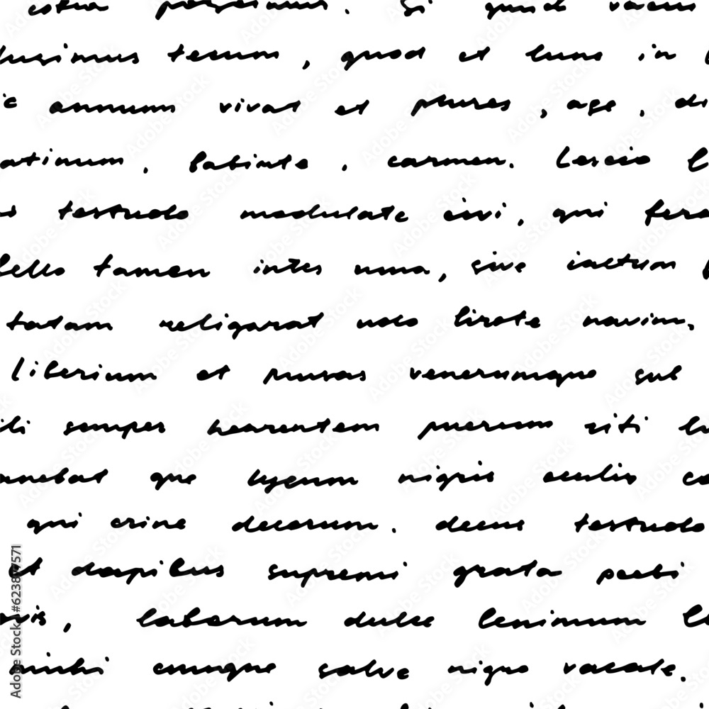 Vector unreadable text seamless pattern. Handwritten poetry notes with ...