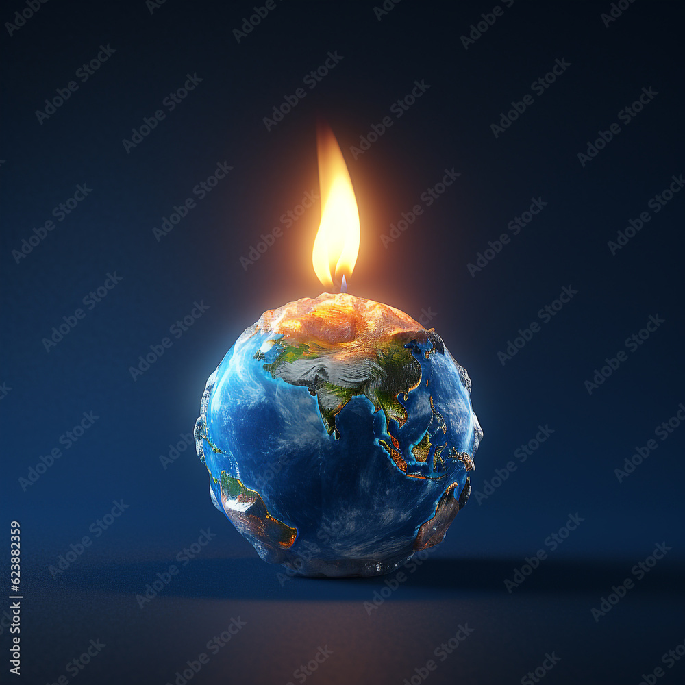 AI generated An Earth looking like a burning candle Stock Illustration ...