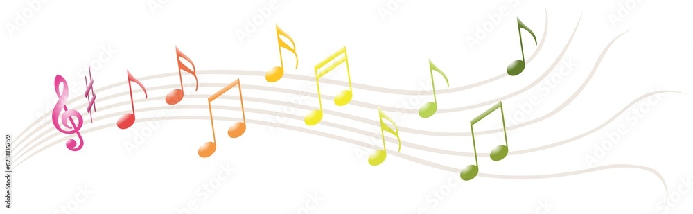 Coloured musical notes on a transparent background, PNG format Stock ...