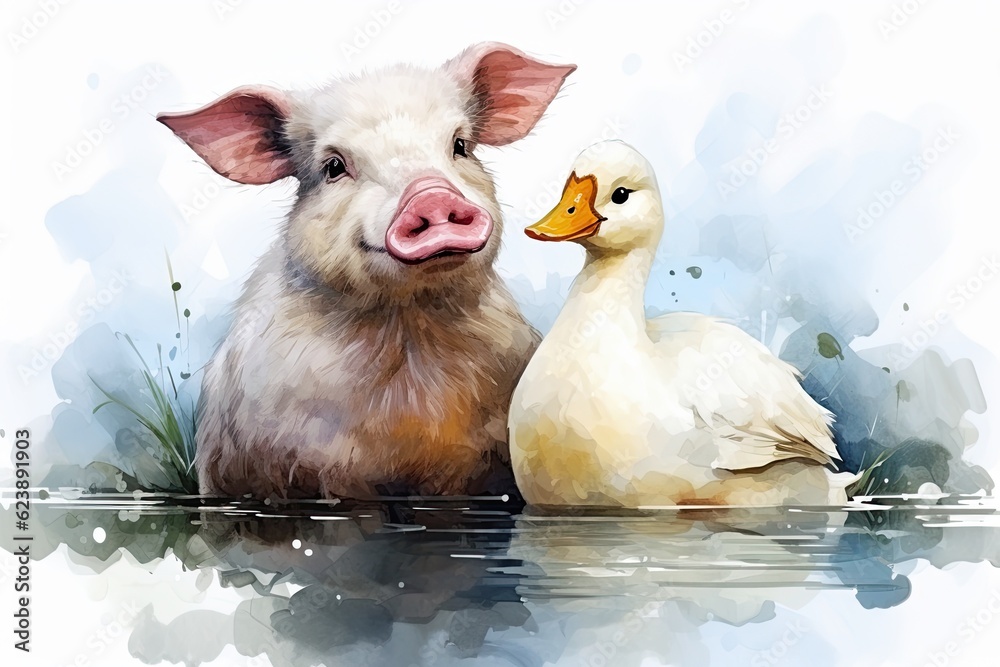 Goose and pig are best friends. Design for International Friendship Day ...