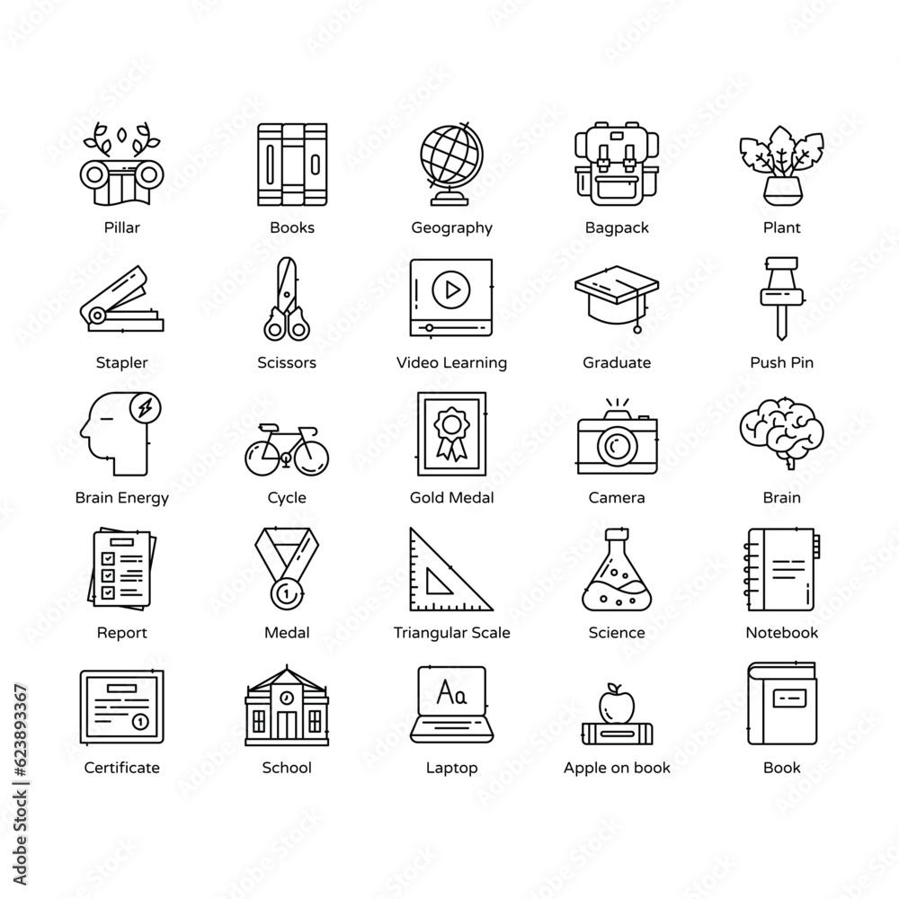 School and Education icons set, school icons, education icons, online ...
