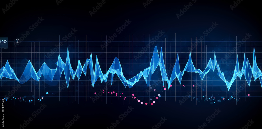 Ecg (heart rate) blue wave on a dark blue background. Stock ...