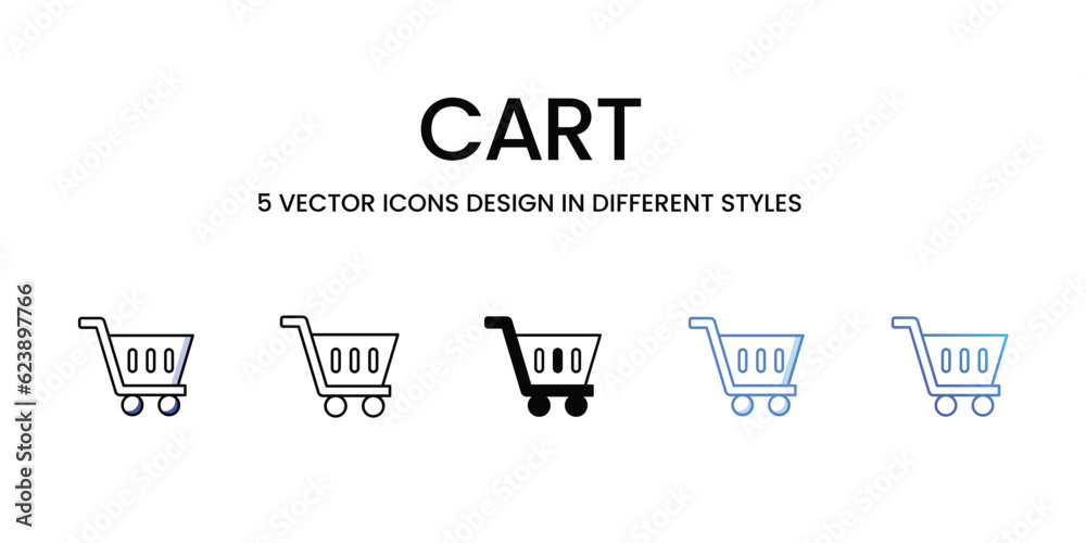 Cart Icon Design in Five style with Editable Stroke. Line, Solid, Flat ...