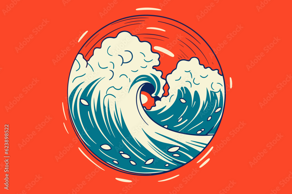 Doodle inspired Rip current, cartoon sticker, sketch, vector ...