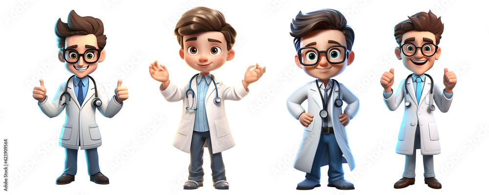 3D Cartoon doctor character on transparent background Stock ...