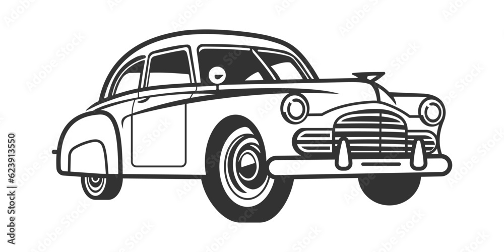 Classic car icon. Retro auto signs. Vintage sport automotive symbol ...