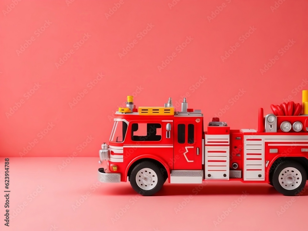 fire truck in front of fire on a color background Stock Photo | Adobe Stock