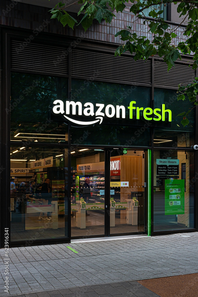 Amazon Fresh self service store at Wembley Park. Stock Photo | Adobe Stock