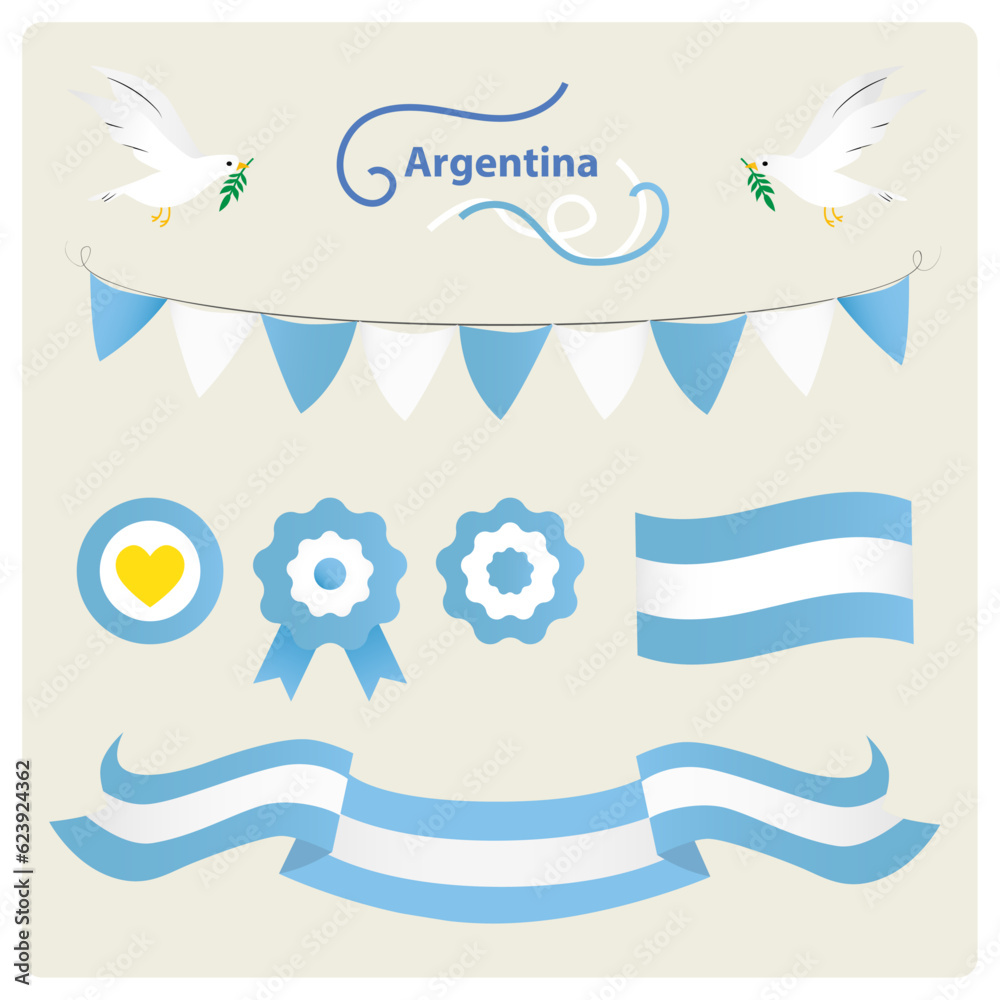 Símbolos patrios de Argentina, bandera, escarapela, banderines y ...