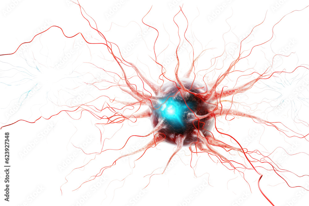 a view inside a neuron firing electrical currents, abstract shape ...