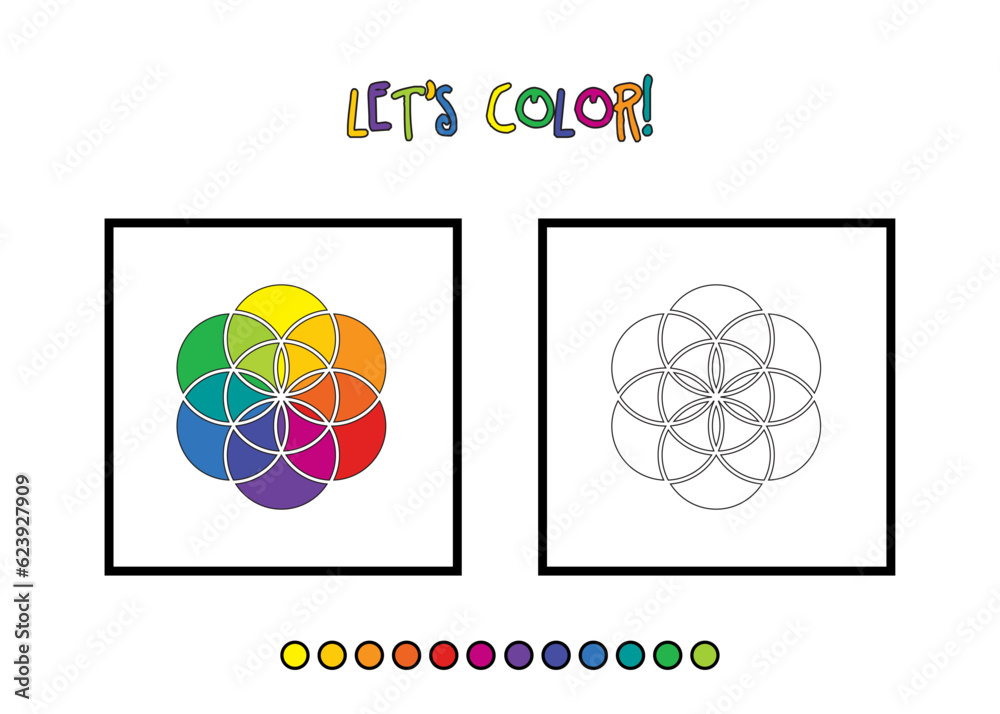 Let's color. Color activity for kids. Printable. Seed of life. Sacred ...