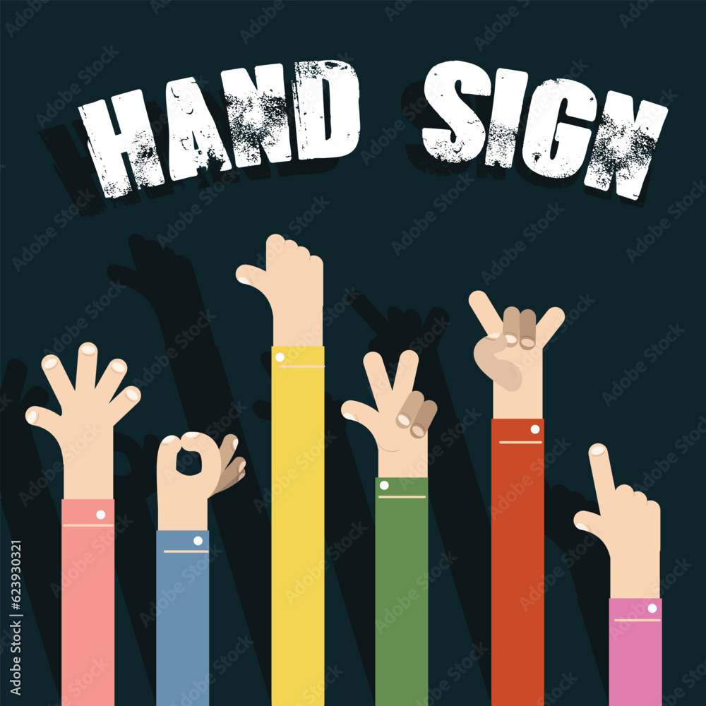 this background image is depicting various hand sign gestures in ...