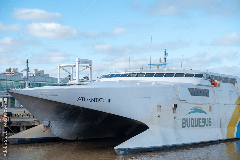 Buquebus Ferry in the Port of Colonia del Sacramento, ferry departure ...