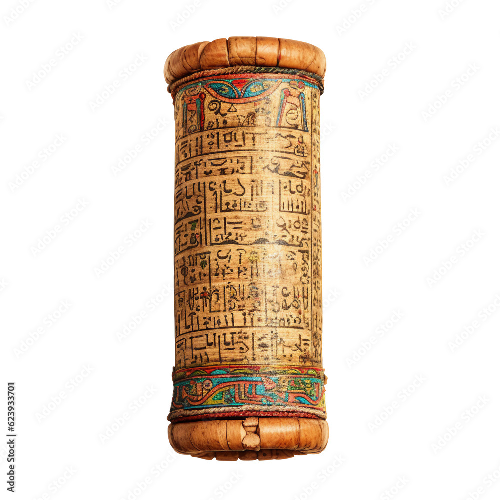 Egyptian papyrus scroll. isolated object, transparent background Stock ...