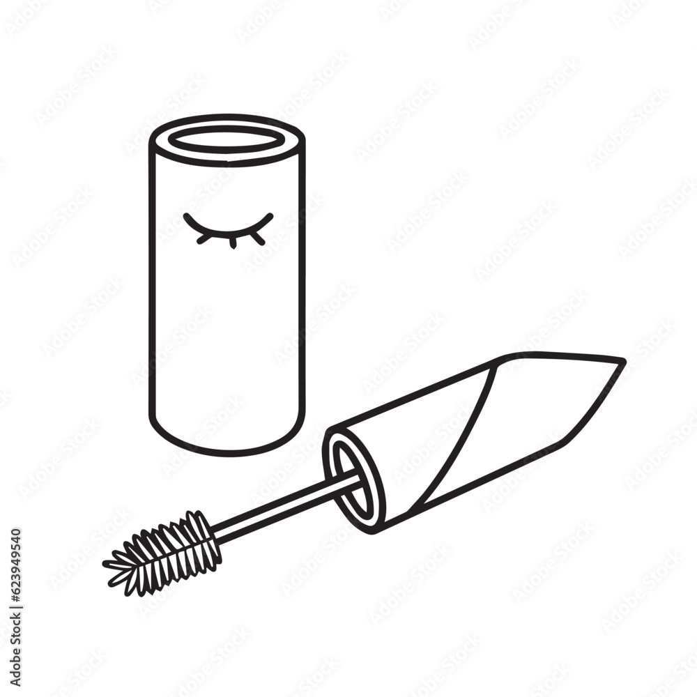 Mascara make up for eyelashes vector icon illustration outlined ...