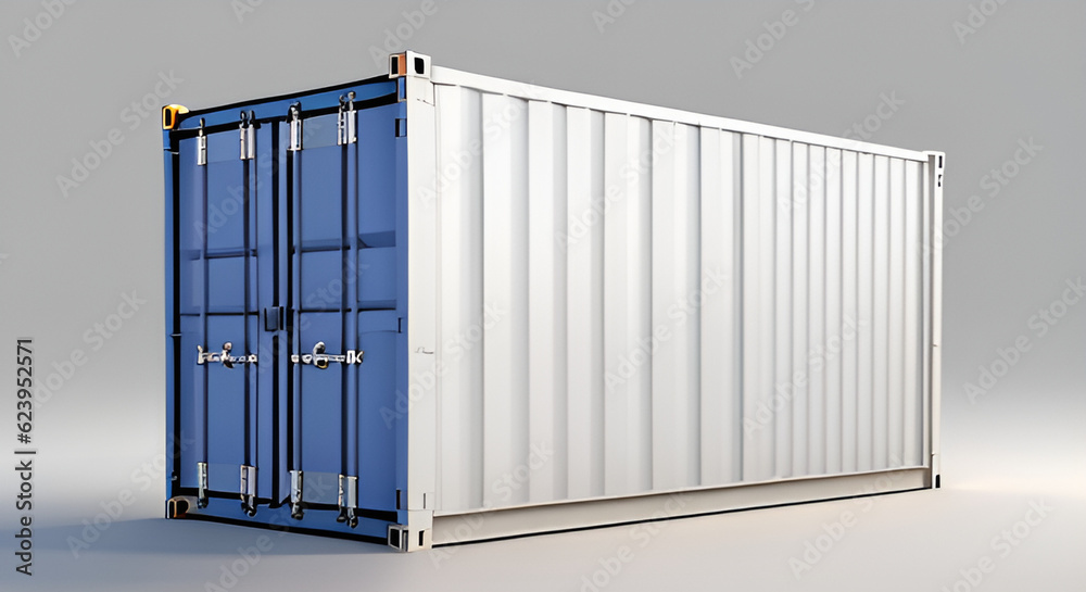 Container in landscape style isolated on all white background.red ...