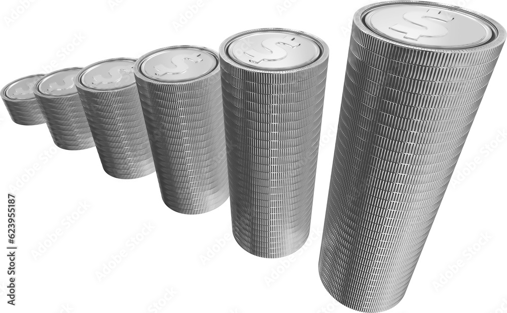 Digital png illustration of columns of dollar coins on transparent ...