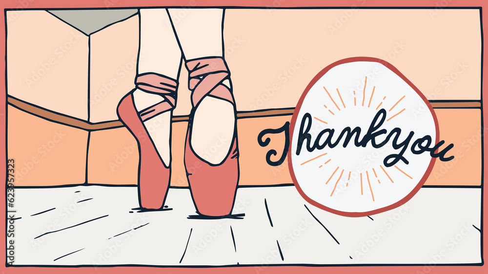 Digital png illustration of thank you text and ballerina feet on ...