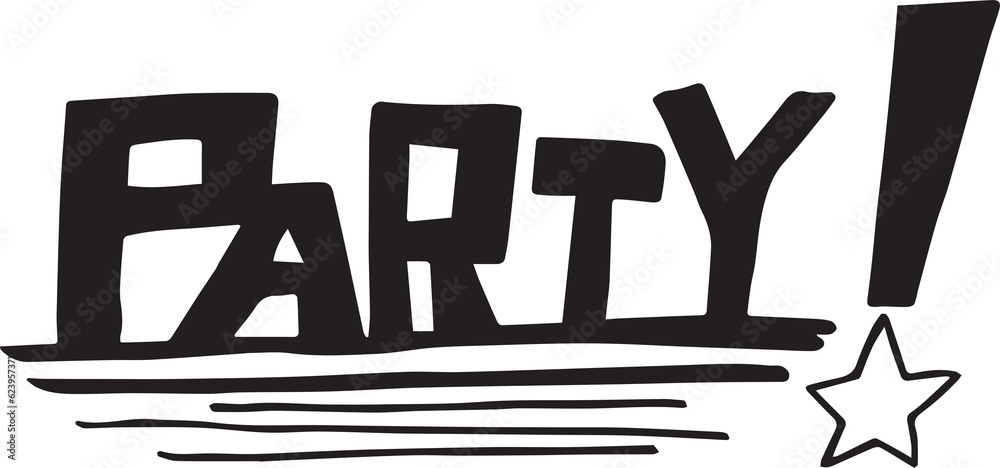 Digital png illustration of party text on transparent background Stock ...
