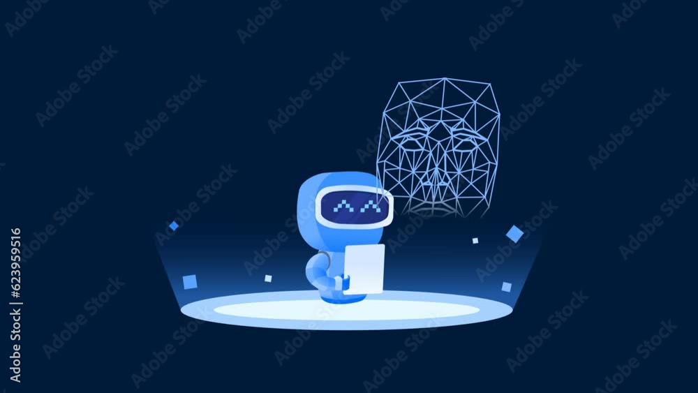 Facial Recognition by Artificial Intelligence Computer Vision Animation ...