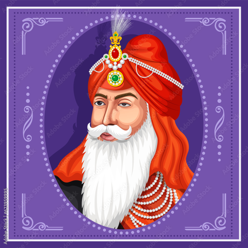 The first emperor of the Sikh empire. Maharaja Ranjit Singh portrait ...