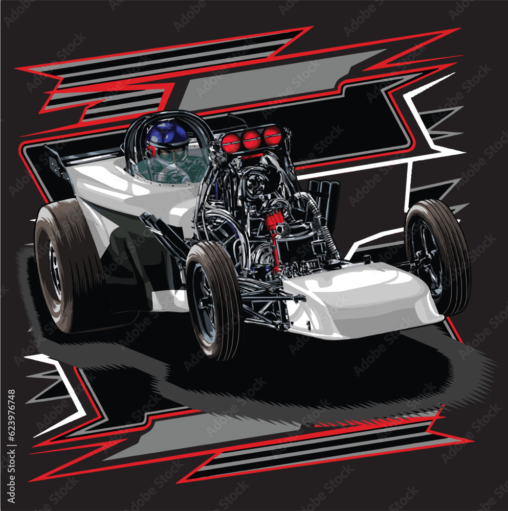white drag race racing car isolated in white background for business ...