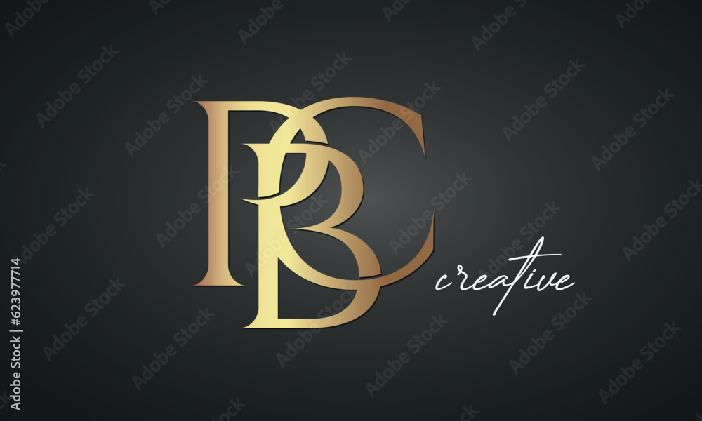 luxury letters PBC golden logo icon premium monogram, creative royal ...