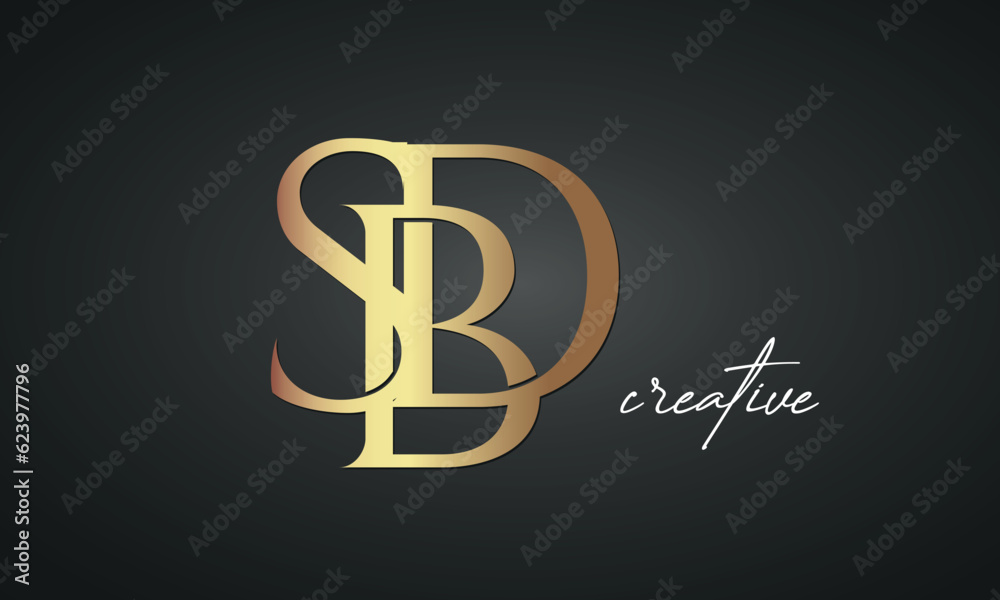 luxury letters SBD golden logo icon premium monogram, creative royal ...