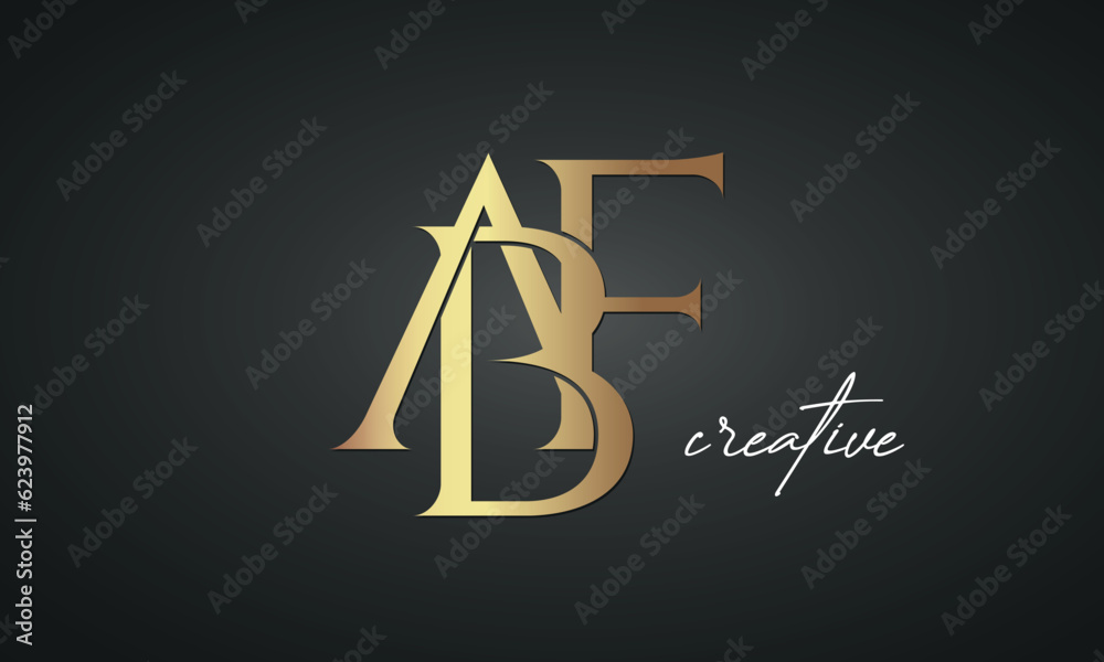 luxury letters ABF golden logo icon premium monogram, creative royal ...