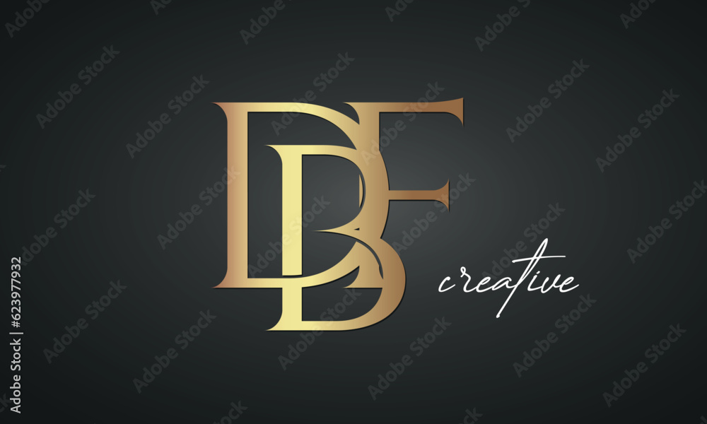 luxury letters DBF golden logo icon premium monogram, creative royal ...