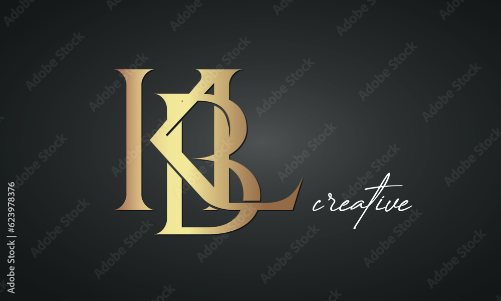 luxury letters KBL golden logo icon premium monogram, creative royal ...