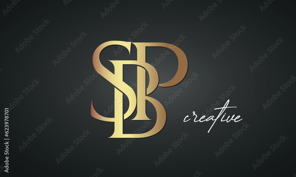 luxury letters SBP golden logo icon premium monogram, creative royal ...