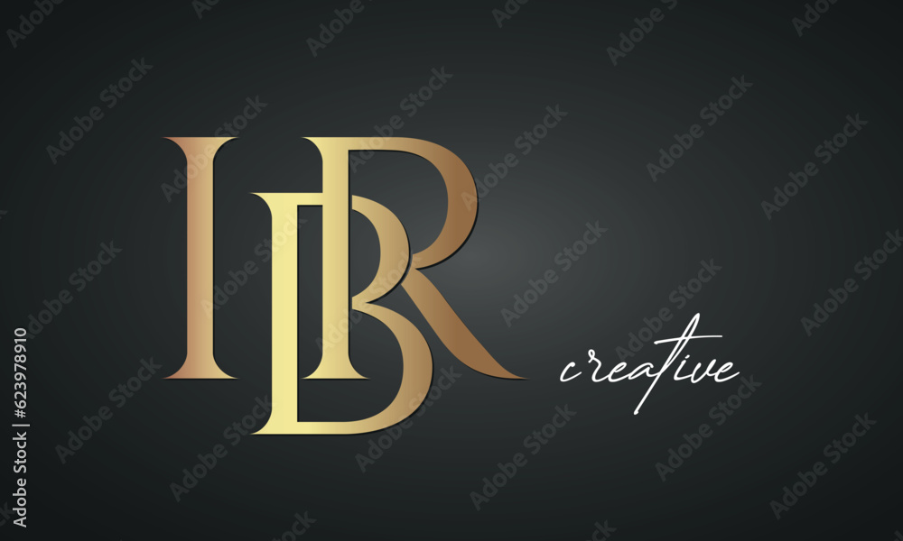 luxury letters IBR golden logo icon premium monogram, creative royal ...