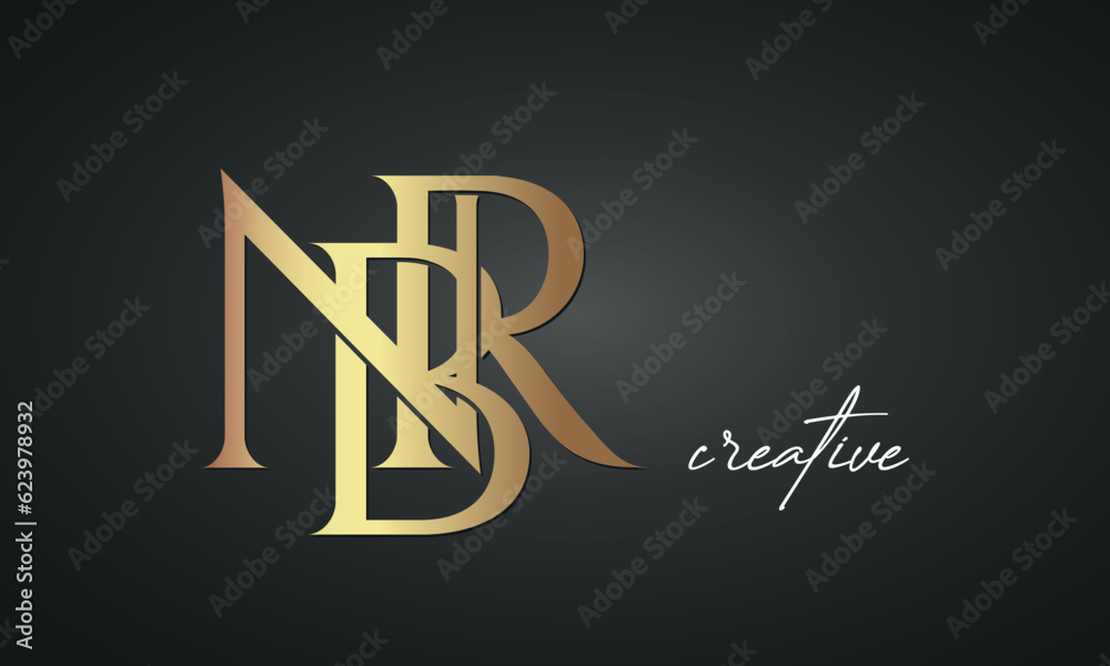 luxury letters NBR golden logo icon premium monogram, creative royal logo design Stock Vector ...
