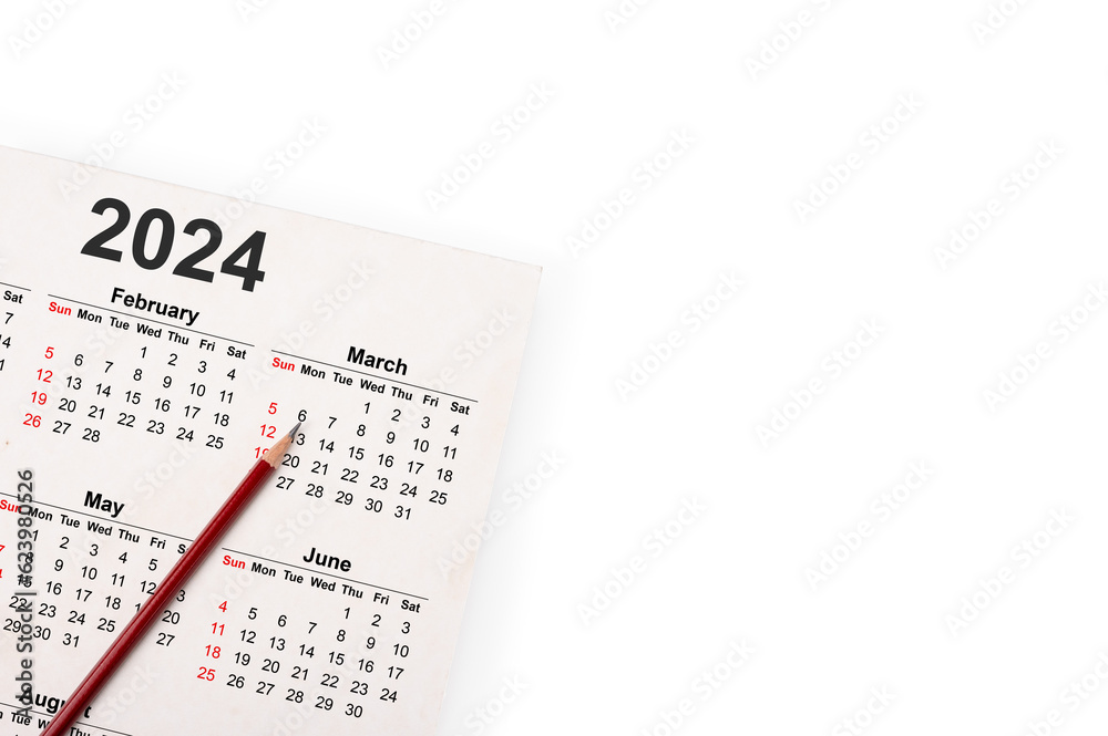 Calendar Year 2024 schedule with blank note for to do list on paper ...