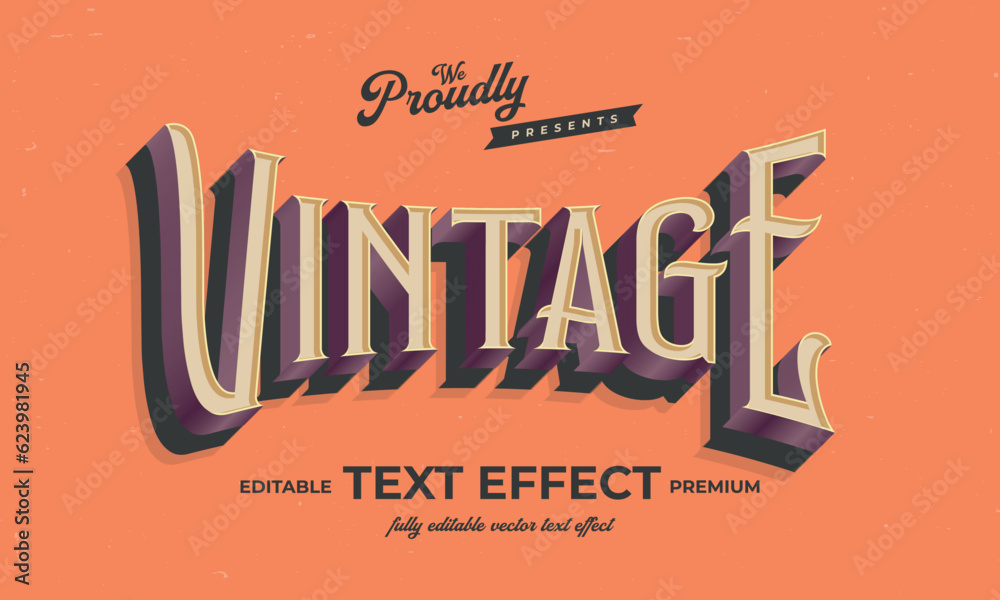 vintage retro editable text effect alphabet font typography typeface ...