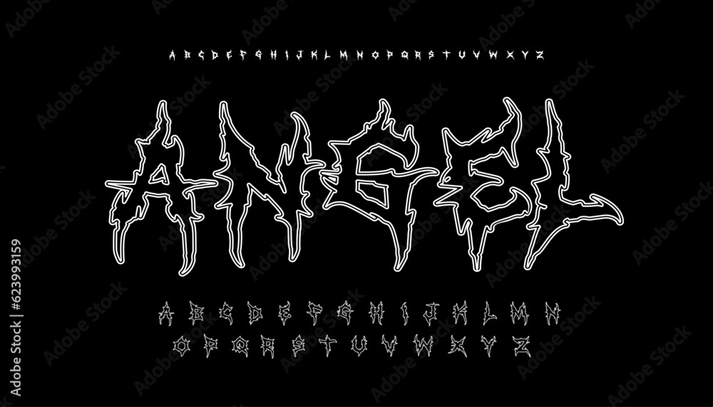 Angel - Y2k Gothic Punk type font and Dark Rock Lettering. Aesthetic ...