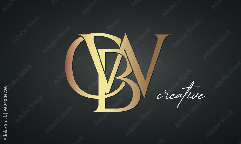 luxury letters CBW golden logo icon premium monogram, creative royal ...