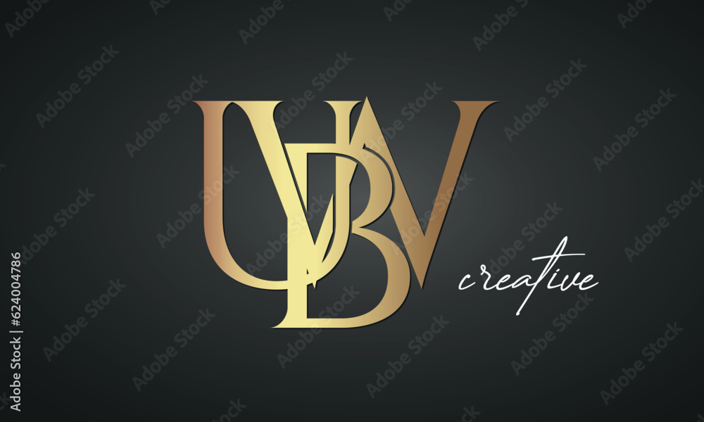 luxury letters UBW golden logo icon premium monogram, creative royal ...