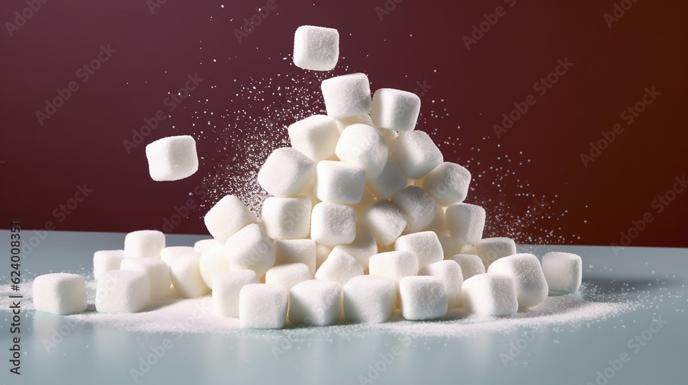 Generative AI image of perfectly cubed sugar crystals, reflecting ...