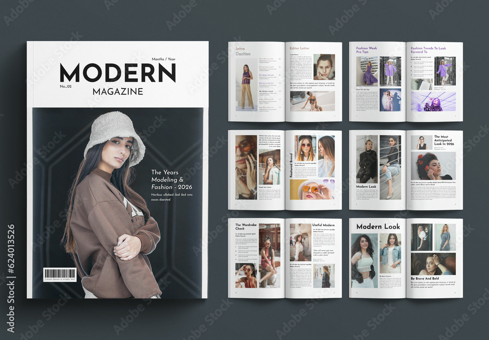 Modern Magazine Layout Design Template Stock Template | Adobe Stock