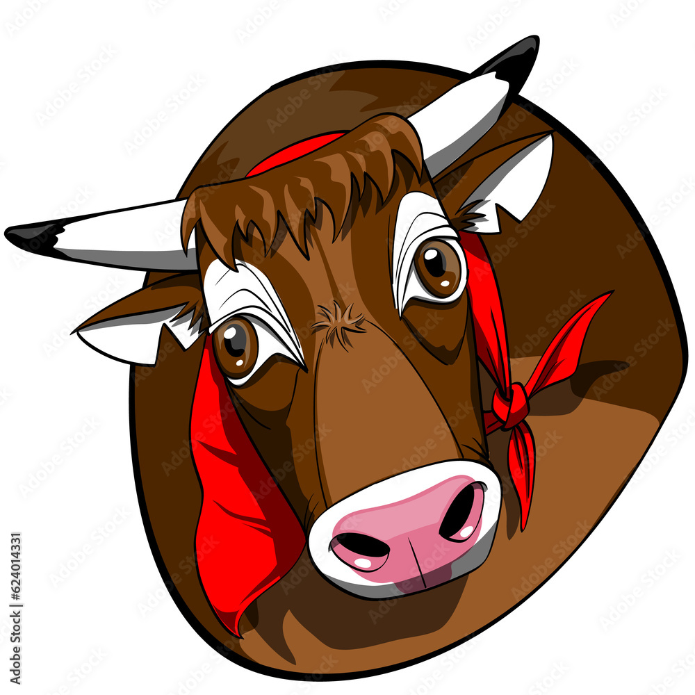 Cute young bull head front view isolated on white background Stock ...
