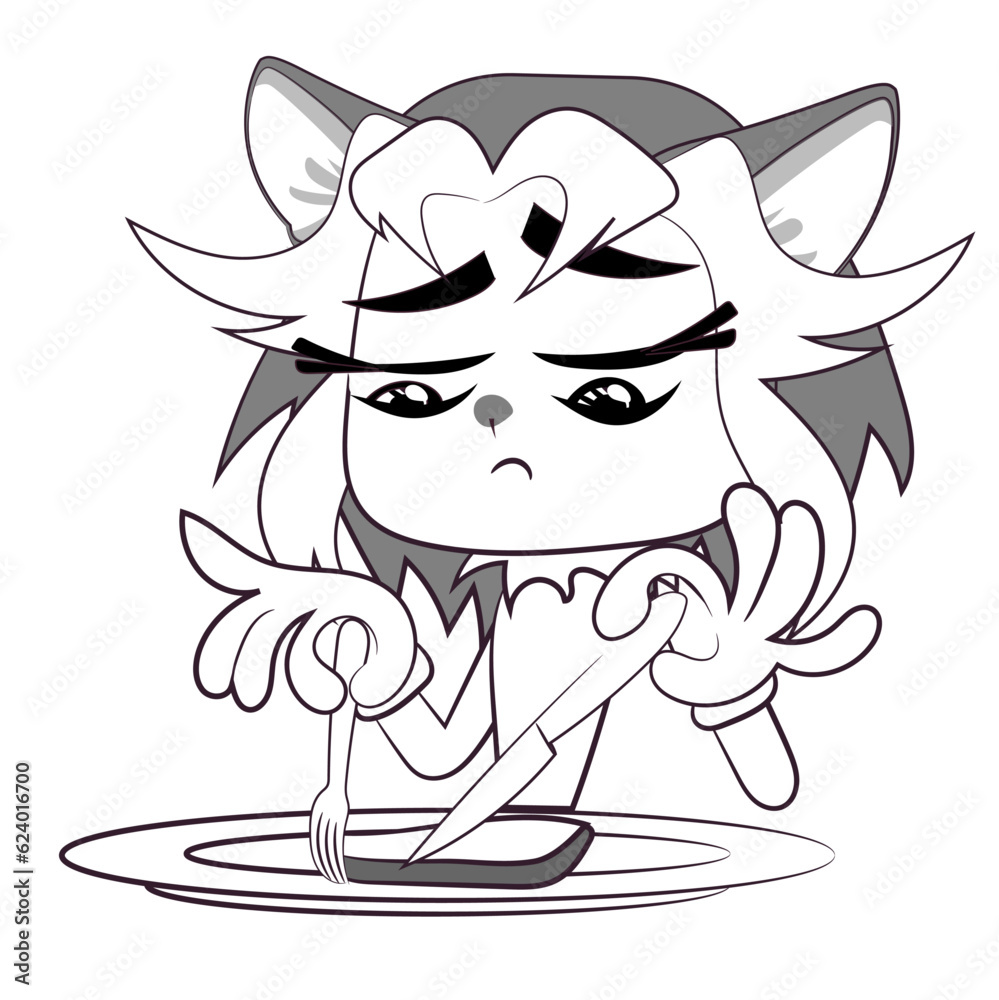 Snob Cartoon Girl. Teen Werwolf. Black and white carton werwolf girl ...